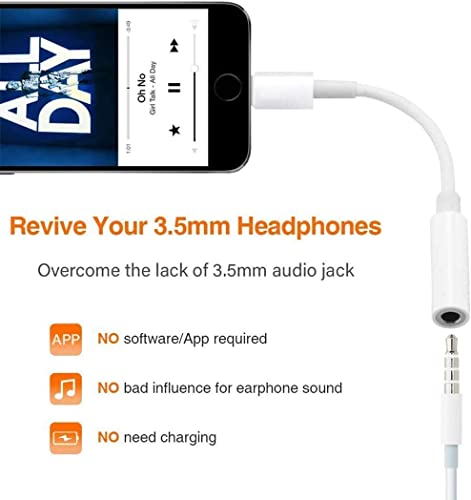 [Apple MFi Certified] Lightning to 3.5 mm Headphone Jack Adapter, 2 Pack Earphone Audio Jack Aux, Dongle Cable Compatible with iPhone 13/12/11 Pro/XR/XS Max/X/8/7 Support All iOS& Music Control