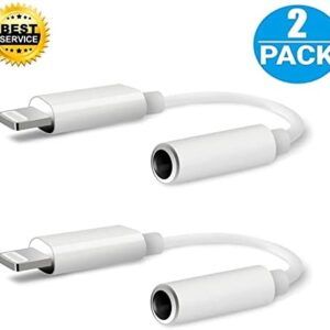 [Apple MFi Certified] Lightning to 3.5 mm Headphone Jack Adapter, 2 Pack Earphone Audio Jack Aux, Dongle Cable Compatible with iPhone 13/12/11 Pro/XR/XS Max/X/8/7 Support All iOS& Music Control