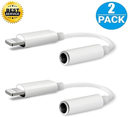 [Apple MFi Certified] Lightning to 3.5 mm Headphone Jack Adapter, 2 Pack Earphone Audio Jack Aux, Dongle Cable Compatible with iPhone 13/12/11 Pro/XR/XS Max/X/8/7 Support All iOS& Music Control