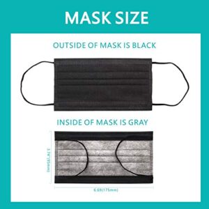 SuperHC 50 Pcs Graphene Protective Masks, Black Disposable Face Mask, Breathable 3-Layer Non-Woven Facemask, Lightweight Dust Protection Facial Masks for Adult Men Women Office Outdoor