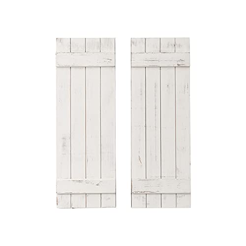 Coral Flower Rustic Farmhouse Window Shutters (Set of 2) | Made of 100% Reclaimed and Recycled Pine Wood | Rustic Interior Window Shutters | Traditional Country Style Home Decor,Gray