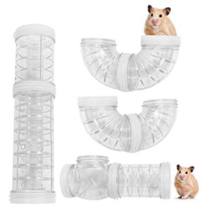 WishLotus Hamster Tubes, Adventure External Pipe Set Transparent MaterialHamster Cage & Accessories Hamster Toys to Expand Space DIY Creative Connection Tunnel Track Rat Toy (White)