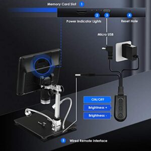 TOMLOV DM10 8.5'' Digital Microscope 1300X Coin Microscope, UHD Video Microscope with 12MP Ultra-Precise Camera Sensor for Adults, SD Card Include