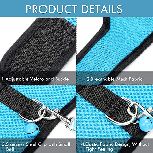 2 Pieces Guinea Pig Clothes Baby Ferret Rats Hamster Soft Mesh Harness Leash Vest Set with Bell for Guinea Pigs, Hamster, Ferret, Rabbit, Chinchilla and Similar Small Animals