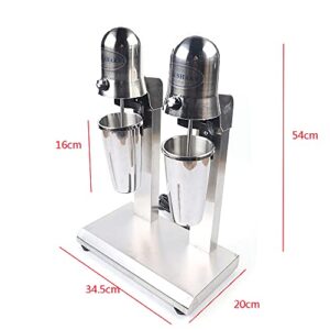 Electric Milkshake Maker Stainless Steel Milk Shake Machine Speed Adjustable Double Head Drink Mixer Beverage Equipment Smoothie Milk Foam Mixer Blender