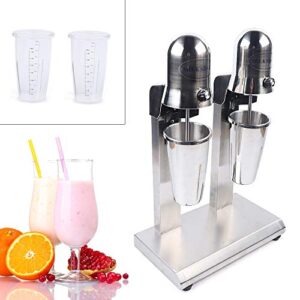 Electric Milkshake Maker Stainless Steel Milk Shake Machine Speed Adjustable Double Head Drink Mixer Beverage Equipment Smoothie Milk Foam Mixer Blender