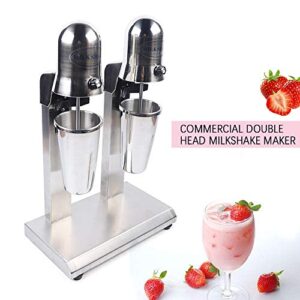 Electric Milkshake Maker Stainless Steel Milk Shake Machine Speed Adjustable Double Head Drink Mixer Beverage Equipment Smoothie Milk Foam Mixer Blender