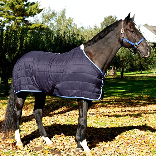 HORZE Glasgow Anti-Slip Stable Horse Blanket (100g Fill) - Dark Blue - 81 in