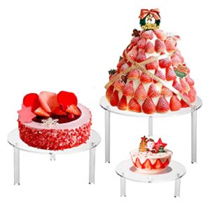 3pcs round clear acrylic cake stands cake holder for cupcake dessert cake pizza