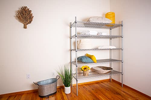 Omega 14" Deep x 42" Wide x 74" High 5 Tier Gray Starter Shelving Unit