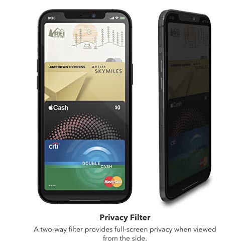 ZAGG InvisibleShield Glass Elite Privacy+ Screen Protector for iPhone 12 Pro Max, Two-Way Privacy Filter, 4X Stronger, Anti-Microbial Treatment, Anti-Fingerprint Technology, Easy to Install