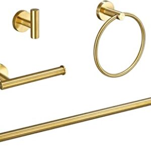 USHOWER Bathroom Hardware Set, Includes 18-Inch Bath Towel Bar, Durable 304 Stainless Steel, Brushed Gold, 4-Piece