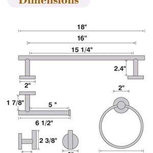 USHOWER Bathroom Hardware Set, Includes 18-Inch Bath Towel Bar, Durable 304 Stainless Steel, Brushed Gold, 4-Piece