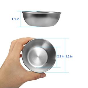 Amytalk 8 Pack 3.2inch Stainless Steel Sauce Dishes Mini Individual Saucers Bowl Round Seasoning Dishes Sushi Dipping Bowl Appetizer Plates, Sliver