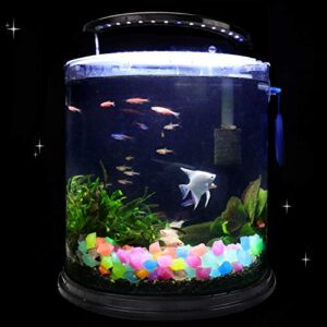 Oubest Fish Tank Decorations Rocks Little Glow in The Dark Aquarium Stones Fish Turtle Tank Pebbles Gravel Garden Rocks 300Pc 1.4cm