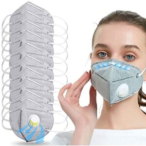 Face Mask Disposable 10 Pack | Sport Face Mask with Breathing Valve Grey | Face Mask for Women and Men | Disposable Face Masks Lightweight with Earloops , Breathable and Comfortable!