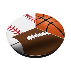 Split Football Baseball Basketball Sports Themed PopSockets PopGrip: Swappable Grip for Phones & Tablets