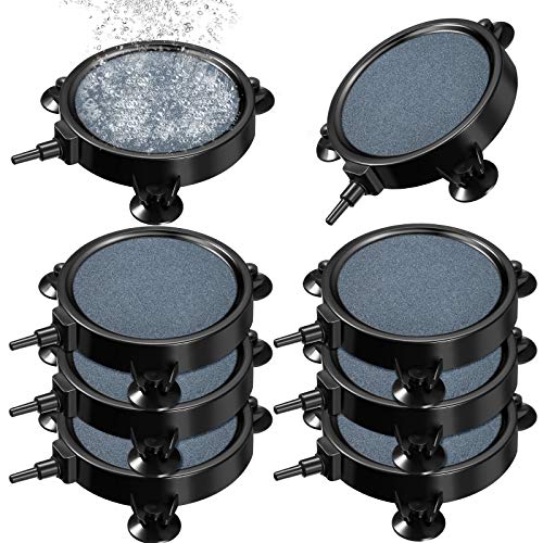 Mudder 8 Pieces 4 Inch Disc Air Stone Diffuser Fish Tank Air Stone with 24 Pieces Suction Cups Aerator Diffuser Round Air Stone Kit for Hydroponics Aquarium Fish Tank Air Stone (Blue with Gray)