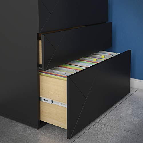 Nexera 608606 Atypik 3-Drawer Storage, Black Filing Cabinet