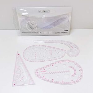 HLZC Fashion Clear Metric Sewing Ruler Set, French Curve Pattern Ruler Kit for Beginners Tailors Designers (A-9-Piece Set)