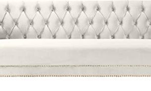 Meridian Furniture 652Cream-S Michelle Collection Modern | Contemporary Sofa with Deep Button Tufting, Nailhead Trim and Sturdy Gold Iron Legs, 90" W x 34" D x 30" H, Cream