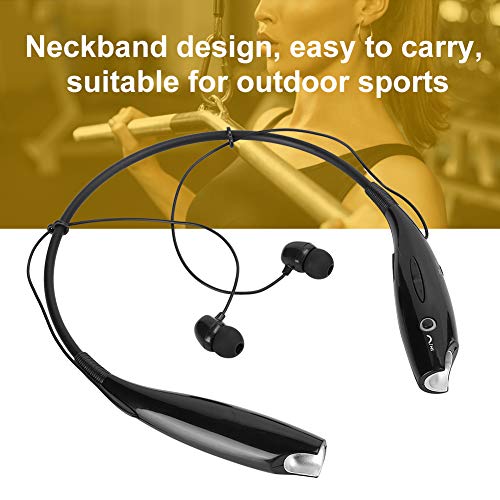 070 Bluetooth Earphones Portable Wireles Neckband Bluetooth Earphones Wireless Retractable Portable Stereo Sound Noise Reduction Sports Headsets(Black)