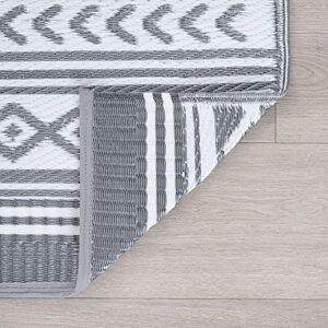 Tayse Anubis Gray Reversible Plastic Straw 5x7 Outdoor Rug - Outdoor Rugs for Patios Garden Picnic Camping Mats Waterproof and Washable