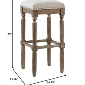 Ball & Cast Pub Height Bar Stools Upholstered Pub Stool Weathered Oak finish 30"H, Taupe Fabric 2-Pack