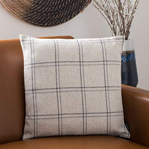 Safavieh Home Collection Lazra 18-inch Beige/Black Plaid Square Decorative Accent Pillow PLS7168A-1818, 1'6" x 1'6"