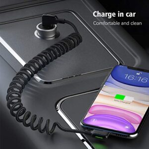 AICase 90 Degree Coiled Charging Cable,Right Angle Design Gaming LED Cord 6ft/1.8m Elastic Nylon Cable,Charge and Sync for Phone XS/XS Max/XR/Phone X/8/8 Plus/7/7 Plus, Pad Pro Air 2 and More