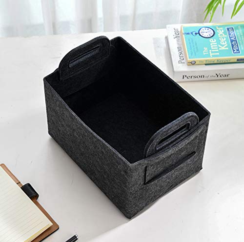 Minoisome Foldable Storage Baskets with Carry Handles Felt Fabric Collapsible Storage Cubes Bin for Organizing Toys Clothes Gifts Closet Shelves Kids Room Laundry Office