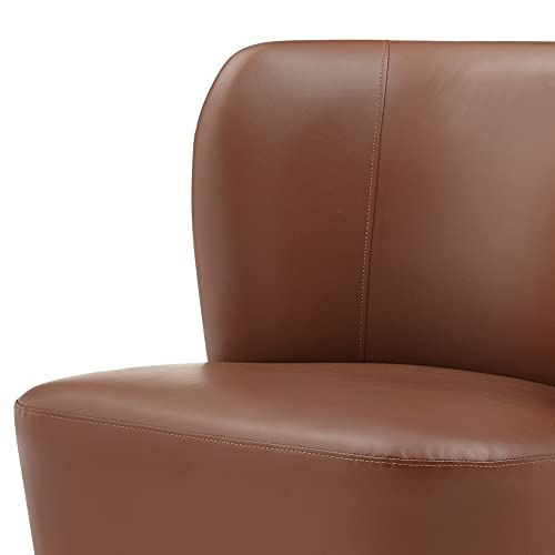 Ball & Cast Swivel Accent Chair with Brown Faux Leather in living bedroom office nursery room