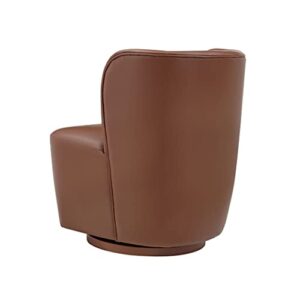 Ball & Cast Swivel Accent Chair with Brown Faux Leather in living bedroom office nursery room