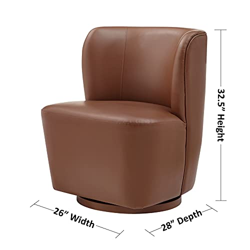 Ball & Cast Swivel Accent Chair with Brown Faux Leather in living bedroom office nursery room