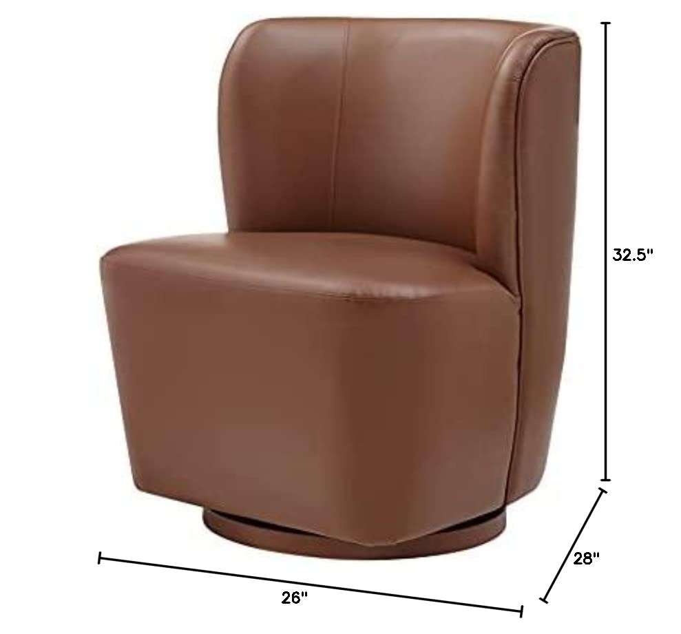 Ball & Cast Swivel Accent Chair with Brown Faux Leather in living bedroom office nursery room