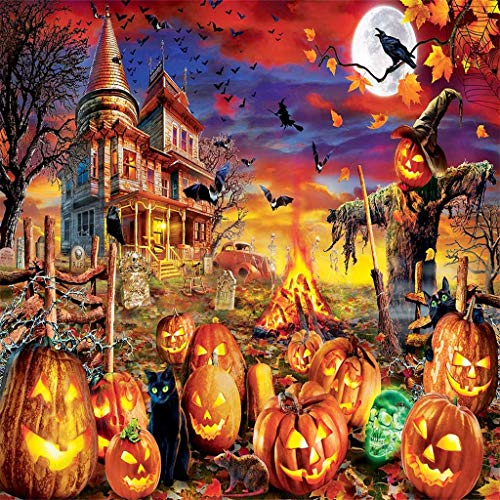 Halloween Jigsaw Puzzle for 1000 Piece,Halloween Horror Pumpkin-Art DIY Leisure Game Fun Toy,Challenge The Pumpkin Castle,Adults Teens Kids Large Puzzle Game Toys Gift