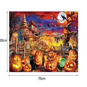 Halloween Jigsaw Puzzle for 1000 Piece,Halloween Horror Pumpkin-Art DIY Leisure Game Fun Toy,Challenge The Pumpkin Castle,Adults Teens Kids Large Puzzle Game Toys Gift