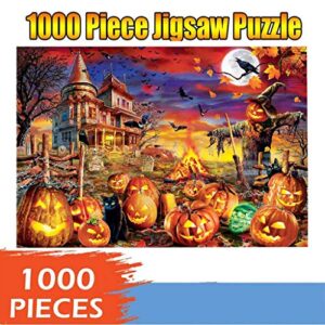 Halloween Jigsaw Puzzle for 1000 Piece,Halloween Horror Pumpkin-Art DIY Leisure Game Fun Toy,Challenge The Pumpkin Castle,Adults Teens Kids Large Puzzle Game Toys Gift