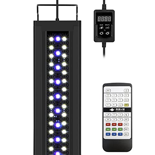 NICREW RGB+W 24/7 LED Aquarium Light with Remote Controller, Full Spectrum Fish Tank Light for Planted Freshwater Tanks, Planted Aquarium Light with Extendable Brackets to 18-24 Inches, 17 Watts