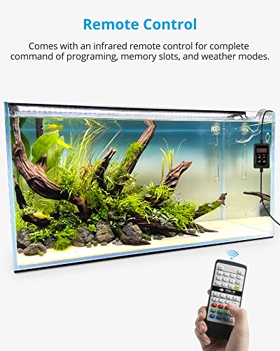 NICREW RGB+W 24/7 LED Aquarium Light with Remote Controller, Full Spectrum Fish Tank Light for Planted Freshwater Tanks, Planted Aquarium Light with Extendable Brackets to 18-24 Inches, 17 Watts