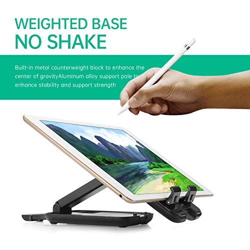 Cell Phone Stand, Portable Fully Foldable C4 PC&Aluminum Cell Phone Holder,Adjustable Phone Dock Cradle Compatible with Phone 11 Pro, iPad Mini, Nintendo Switch, Tablets (7-10"), All Phones (Green)