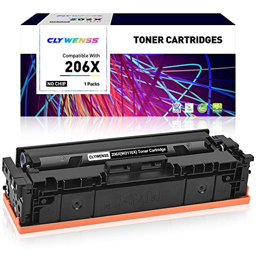 CLYWENSS 【NO CHIP】 Compatible 206X Black Toner Cartridge Replacement for HP 206X 206 W2110X to use with HP Color Laserjet Pro M283fdw M283cdw M255dw Printer (1 Black)