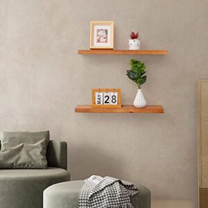 Coral Flower Floating Shelves Rustic Wood Wall Shelf Handmade, Set of 2