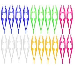 20 assorted colors plastic tweezers, 4.3inch craft forceps for beading projects craft for handmade diy crafts jewelry making kids adult family home classroom school use creative game tools