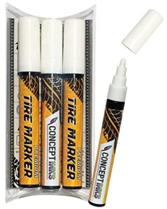 premium tire marker pens, white waterproof paint markers for car tire lettering, made in japan (3 pack-white)