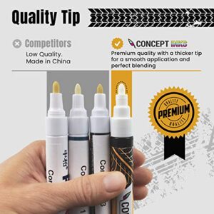 Premium Tire Marker Pens, White Waterproof Paint Markers For Car Tire Lettering, Made In Japan (3 Pack-White)