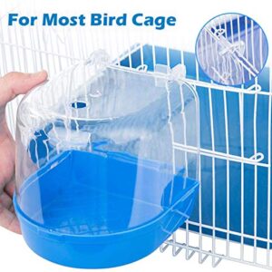 Bird Bath Box Bird Cage Accessory Supplies Bathing Parakeet Caged Bird Bathing Tub with Water Injector for Pet Small Birds Canary Budgies Parrot Parakeet Finch Canary Cockatiel Parrot Lovebird (Blue)