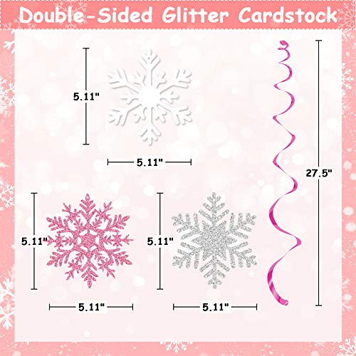 K KUMEED 20 Pcs Snowflake Swirls Decoration, Christmas Snowflake Hanging Swirls Frozen Party Ceiling Decorations for Winter Wonderland Birthday Party Supplies