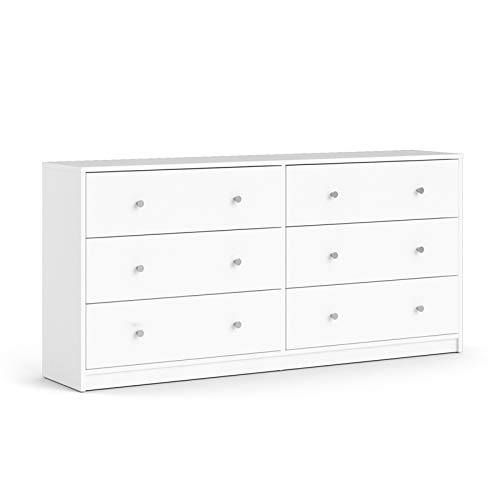 Home Square 2 Piece Modern Wood Dresser and Nightstand Bedroom Set in White