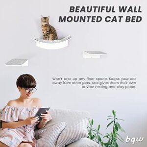 bqw Floating Cat Shelf Wall Mounted Cat Bed Furniture Climbing Wall for Cat Perching Sleeping Lounging with 2 Steps (Curved)